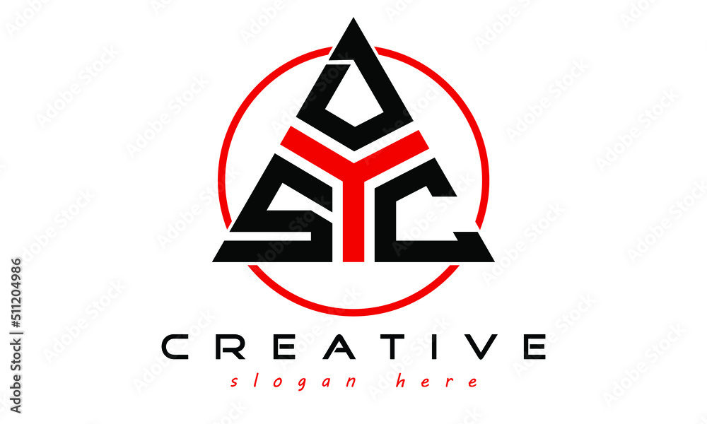 SDC three letter creative triangle shape in circle logo design vector ...