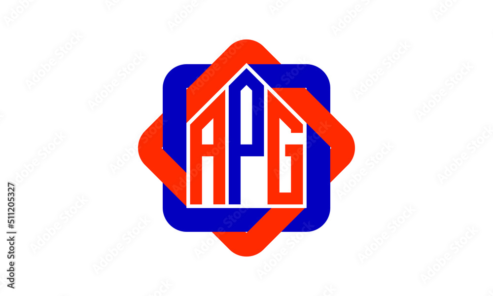 APG three letter real estate logo with home icon logo design vector ...