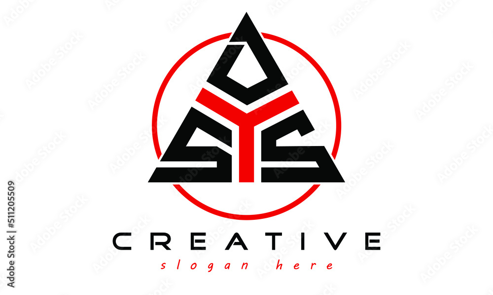 SDS three letter creative triangle shape in circle logo design vector ...