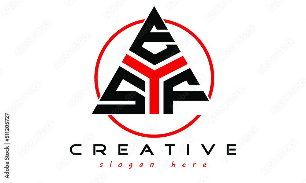 SEF three letter creative triangle shape in circle logo design vector ...