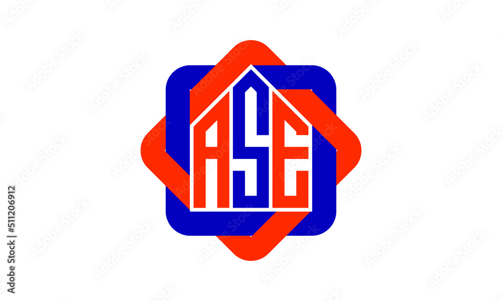 ASE three letter real estate logo with home icon logo design vector ...