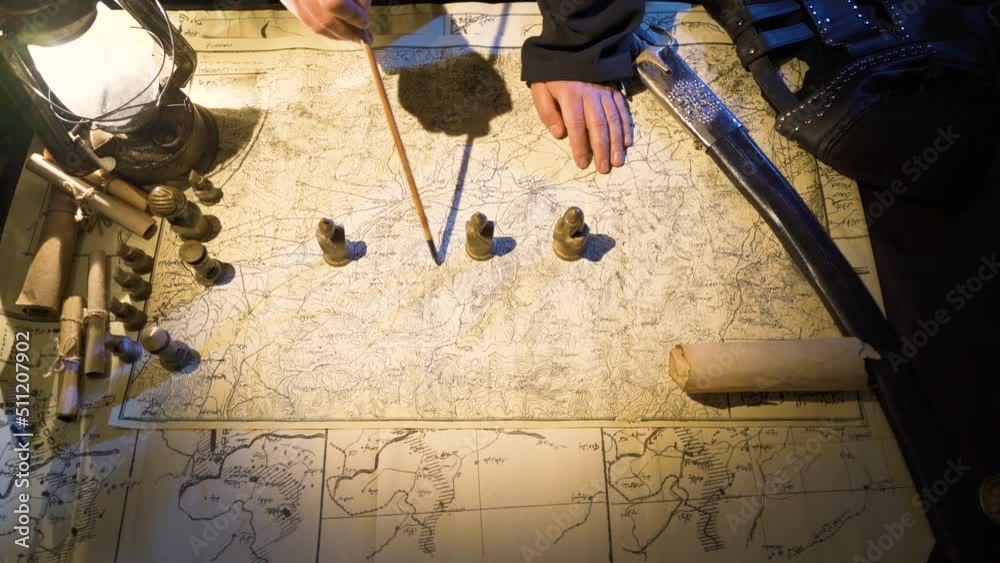 The commander working on the map. Historical Period Documentary. The ...