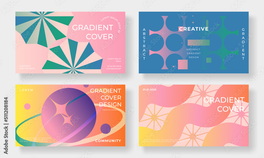 Abstract fluid gradient cover template. Set of modern poster with ...