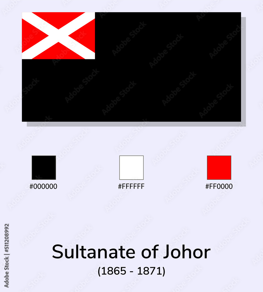 Vector Illustration of Sultanate of Johor (1865 - 1871) flag isolated ...