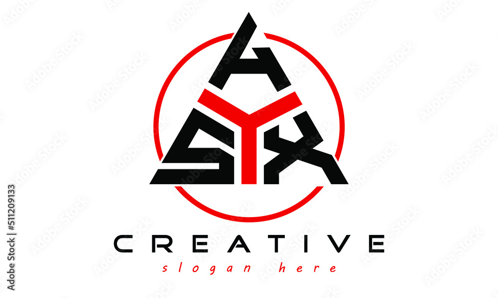 SHX three letter creative triangle shape in circle logo design vector ...