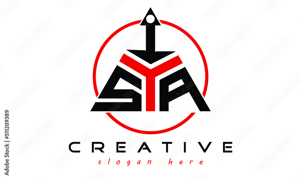SIA three letter creative triangle shape in circle logo design vector ...