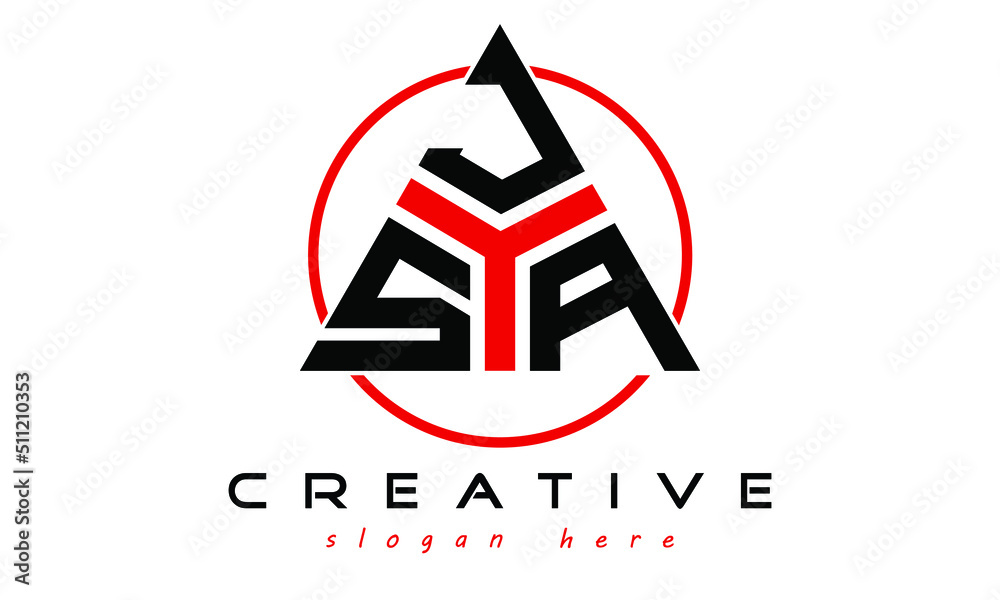 SJA three letter creative triangle shape in circle logo design vector ...