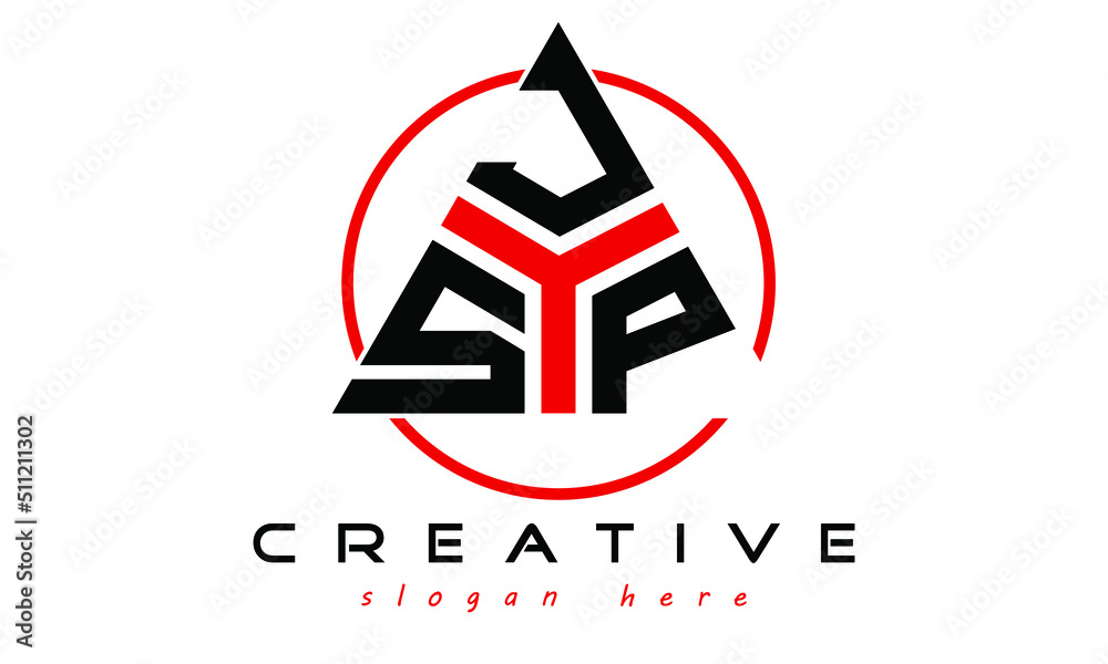 SJP three letter creative triangle shape in circle logo design vector ...