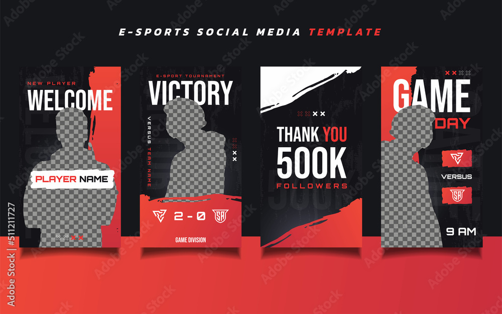 Set of E-sports Gaming Social Media Post or Story Design Template Stock ...