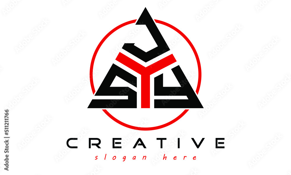 SJY three letter creative triangle shape in circle logo design vector ...