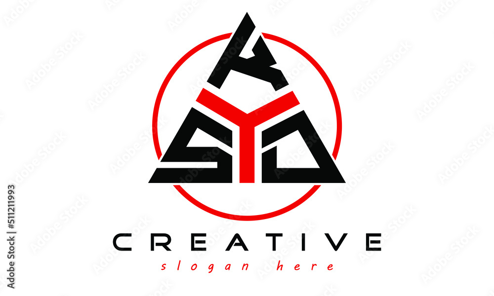 SKD three letter creative triangle shape in circle logo design vector ...