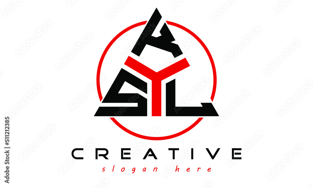 Vetor de SKL three letter creative triangle shape in circle logo design ...