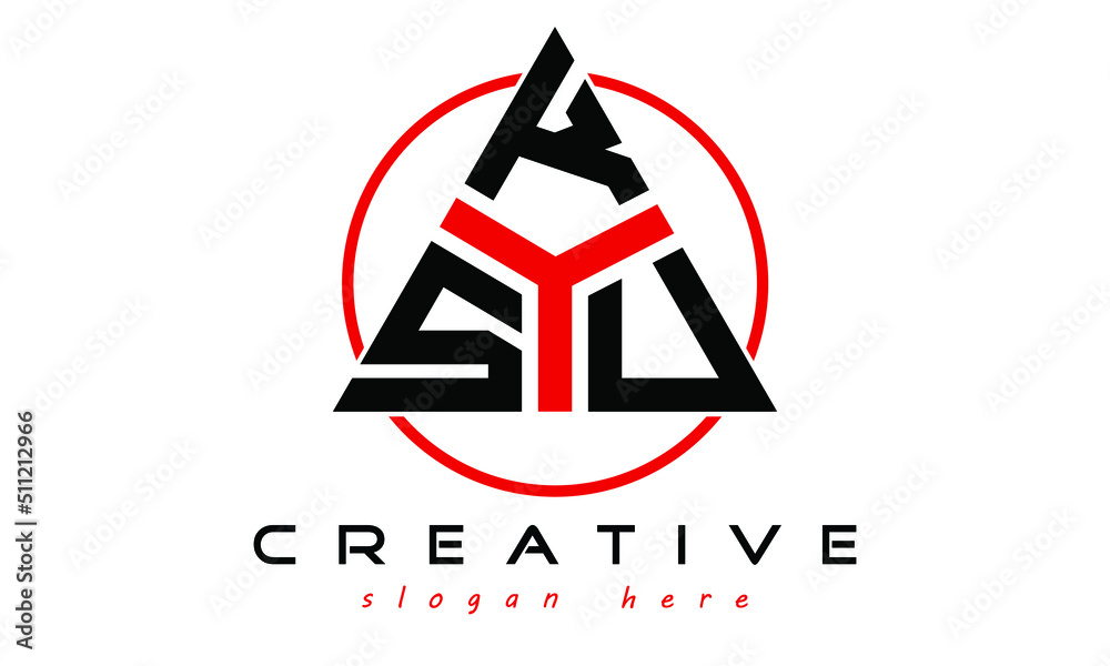 SKU three letter creative triangle shape in circle logo design vector ...