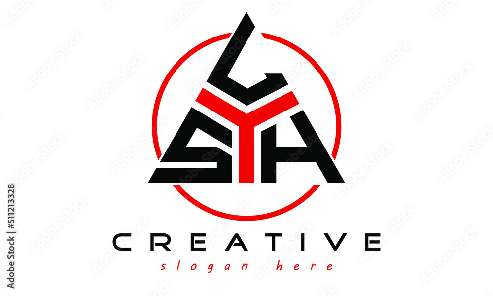SLH three letter creative triangle shape in circle logo design vector ...