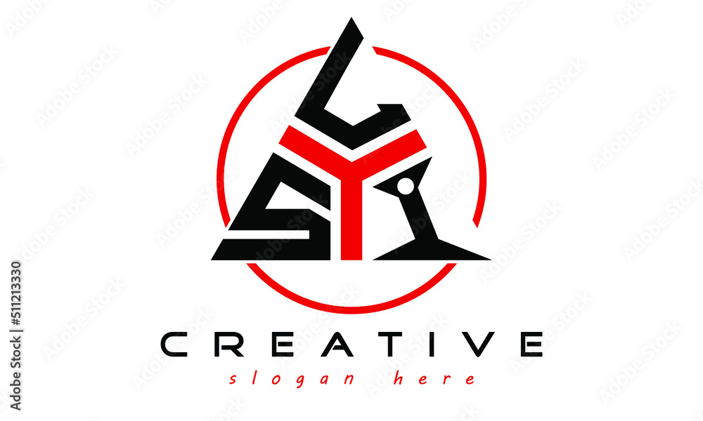 SLI three letter creative triangle shape in circle logo design vector ...