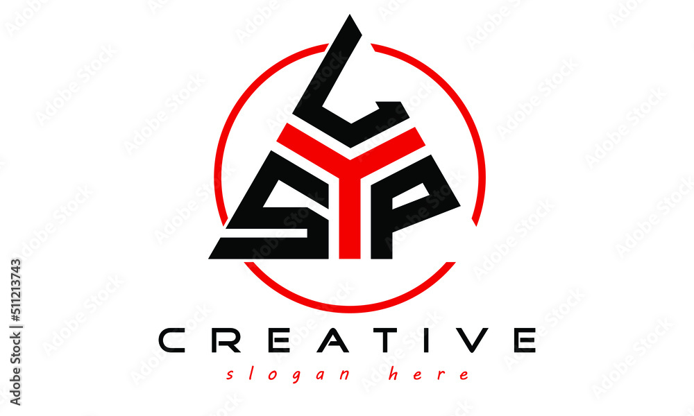 SLP three letter creative triangle shape in circle logo design vector ...
