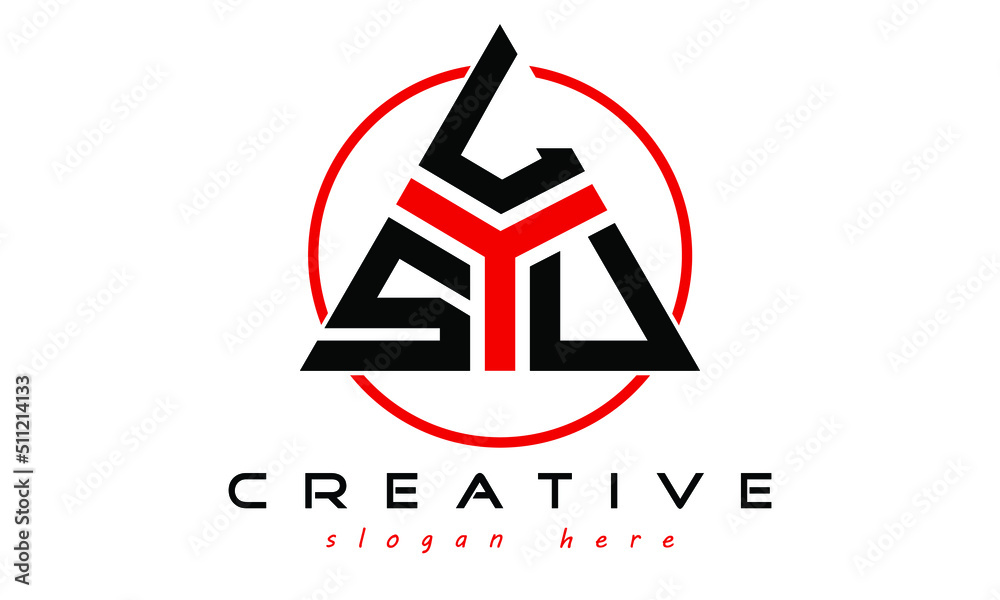 SLU three letter creative triangle shape in circle logo design vector ...