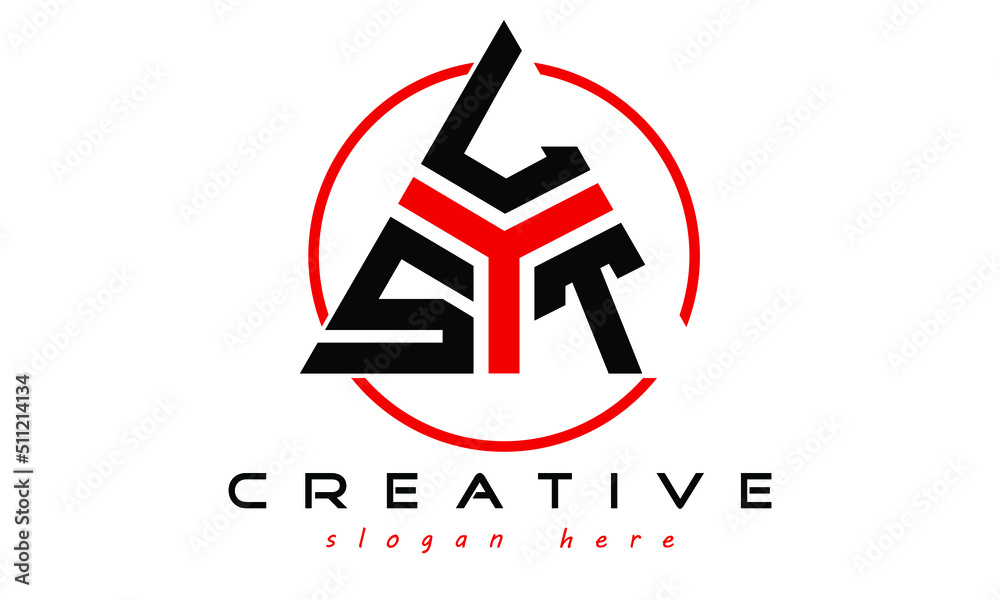 SLT three letter creative triangle shape in circle logo design vector ...