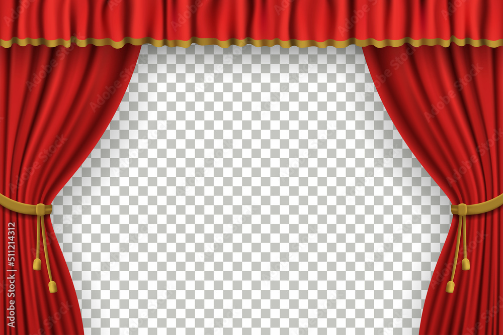 realistic curtain frame template red color vector graphic Stock Vector ...