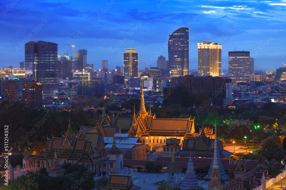 Phnom Penh Skyline with Royal Palace Stock Photo | Adobe Stock