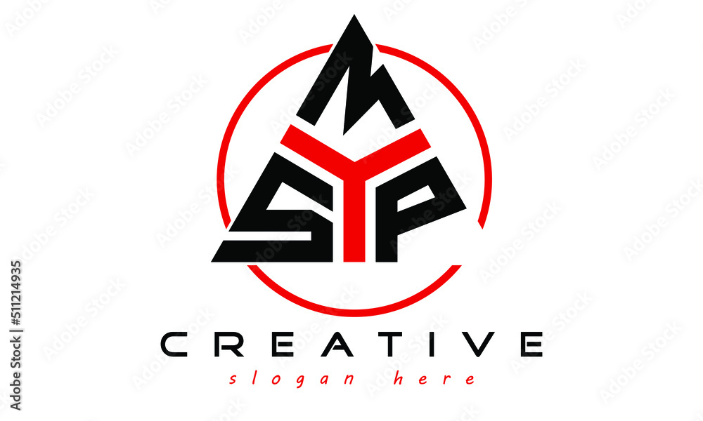 SMP three letter creative triangle shape in circle logo design vector ...