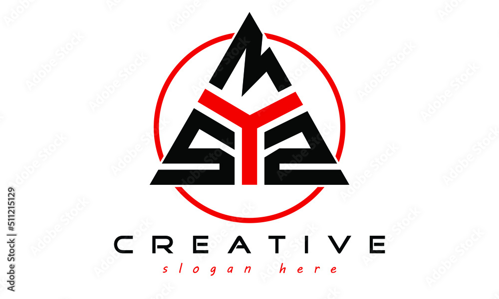 SMZ three letter creative triangle shape in circle logo design vector ...
