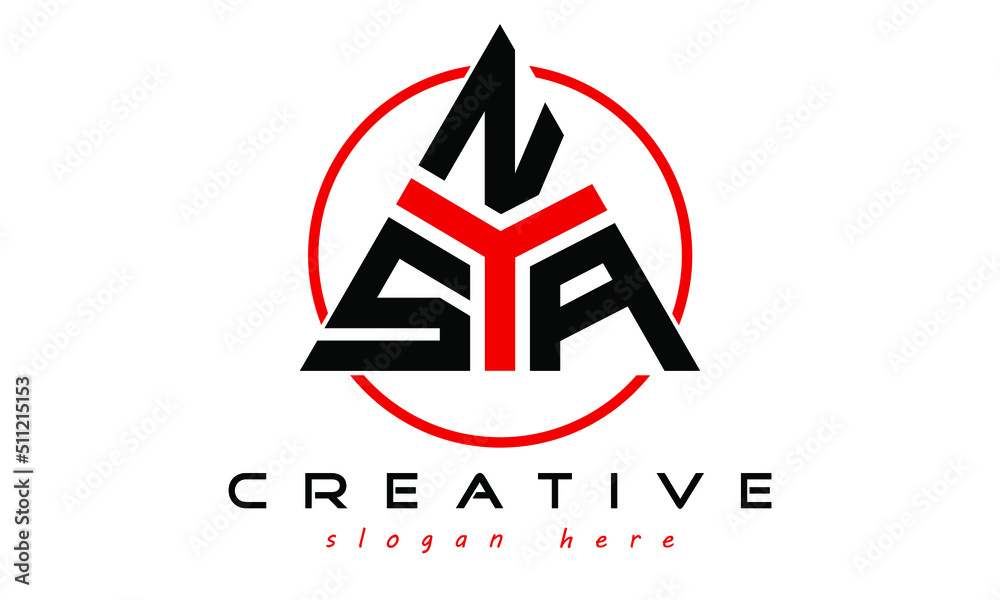 SNA three letter creative triangle shape in circle logo design vector ...