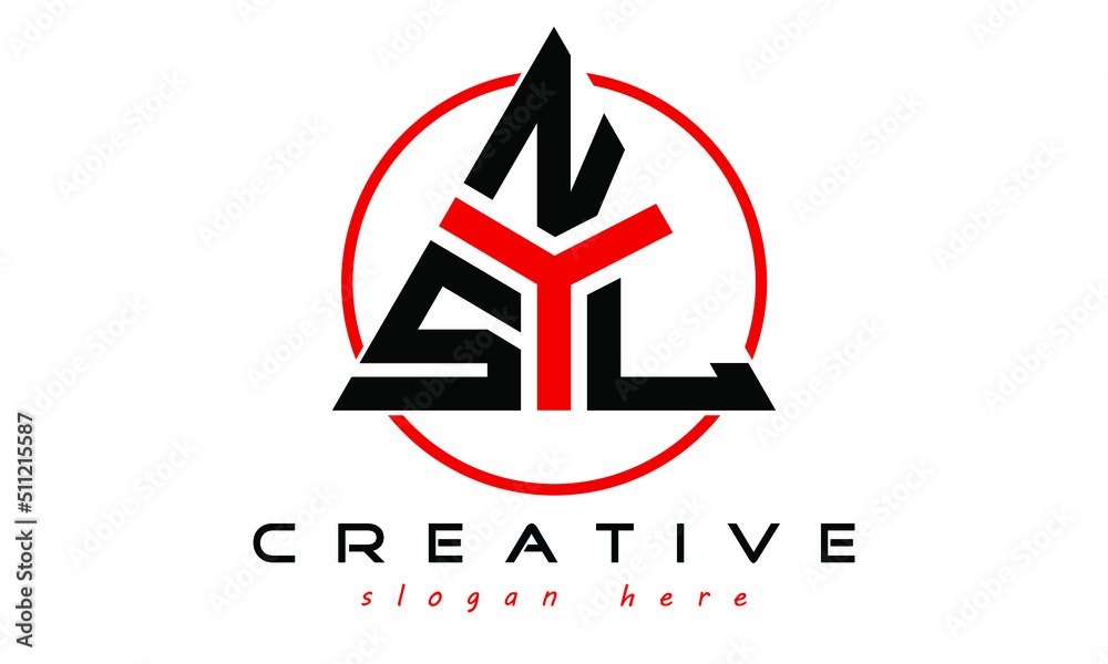 SNL three letter creative triangle shape in circle logo design vector ...