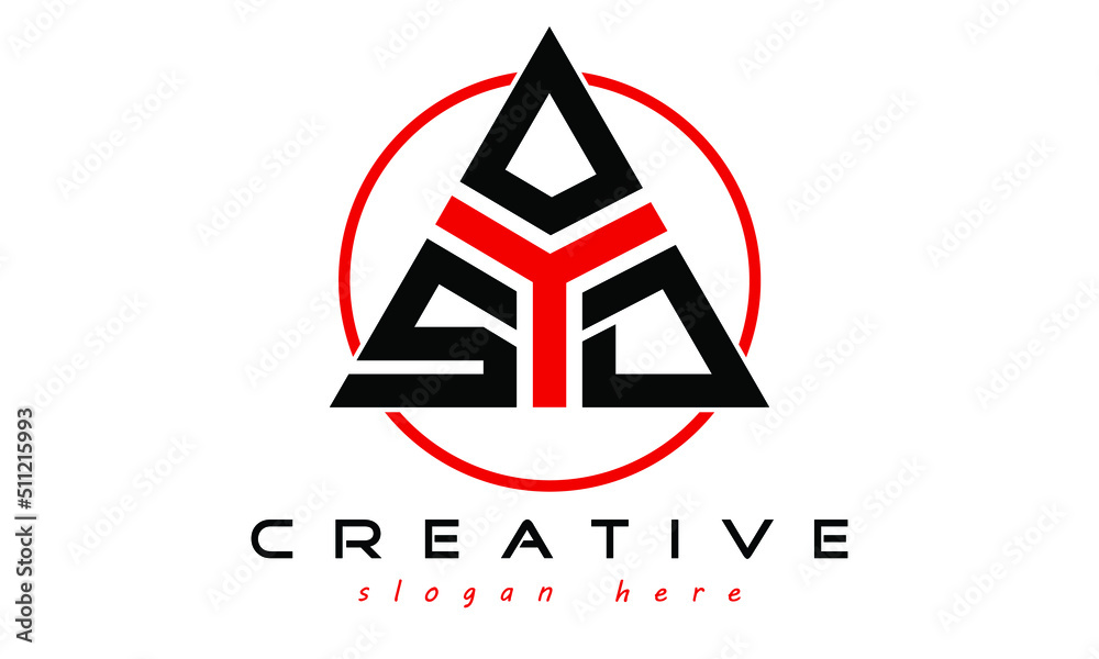 SOD three letter creative triangle shape in circle logo design vector ...