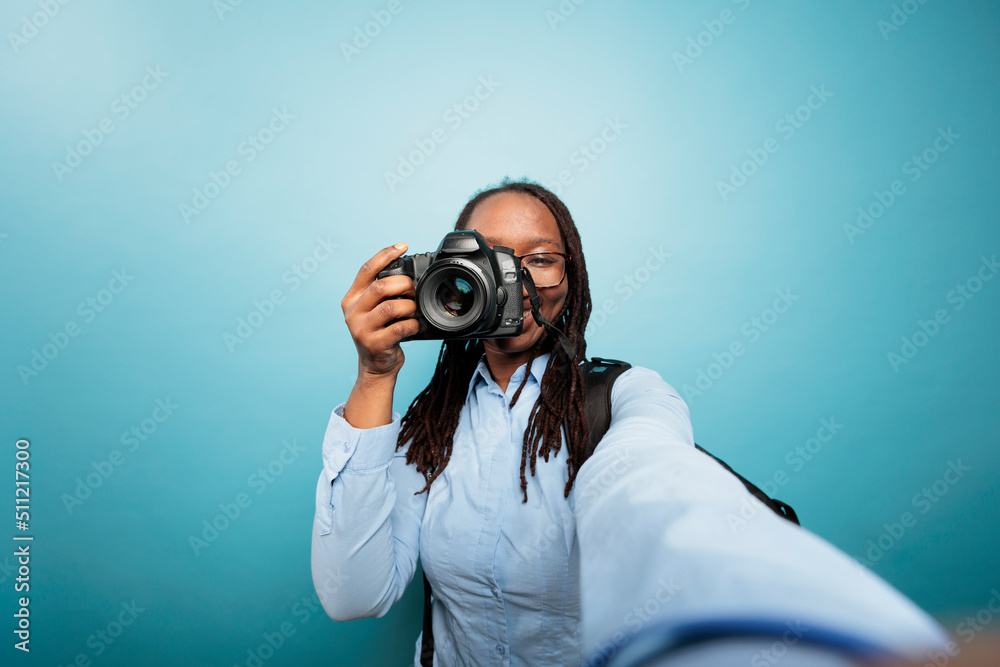 African American Photographer With Camera
