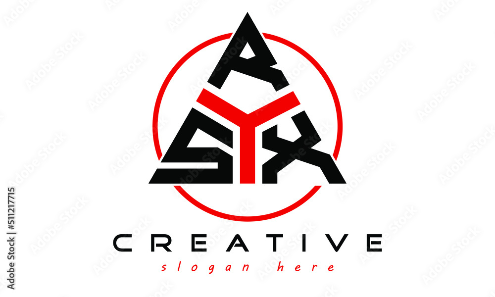 SRX three letter creative triangle shape in circle logo design vector ...