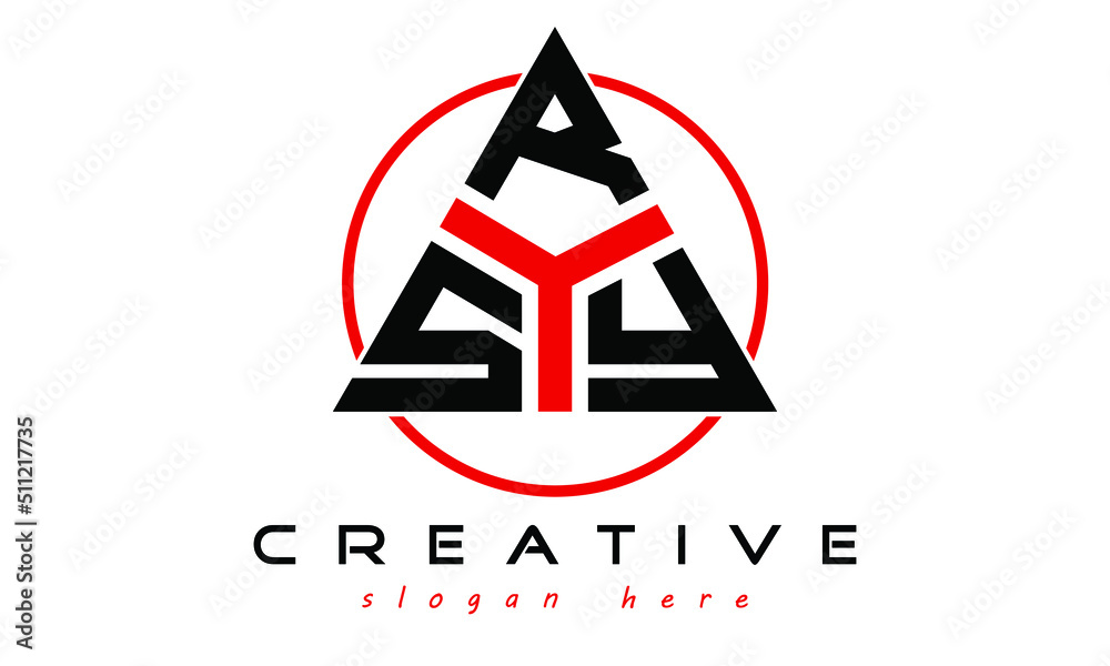SRY three letter creative triangle shape in circle logo design vector ...