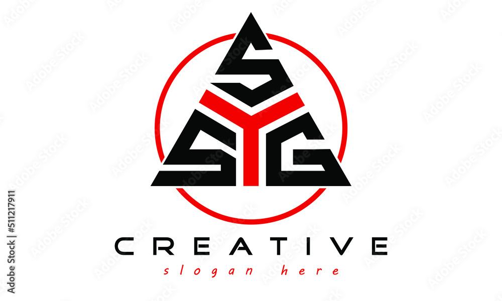 SSG three letter creative triangle shape in circle logo design vector ...
