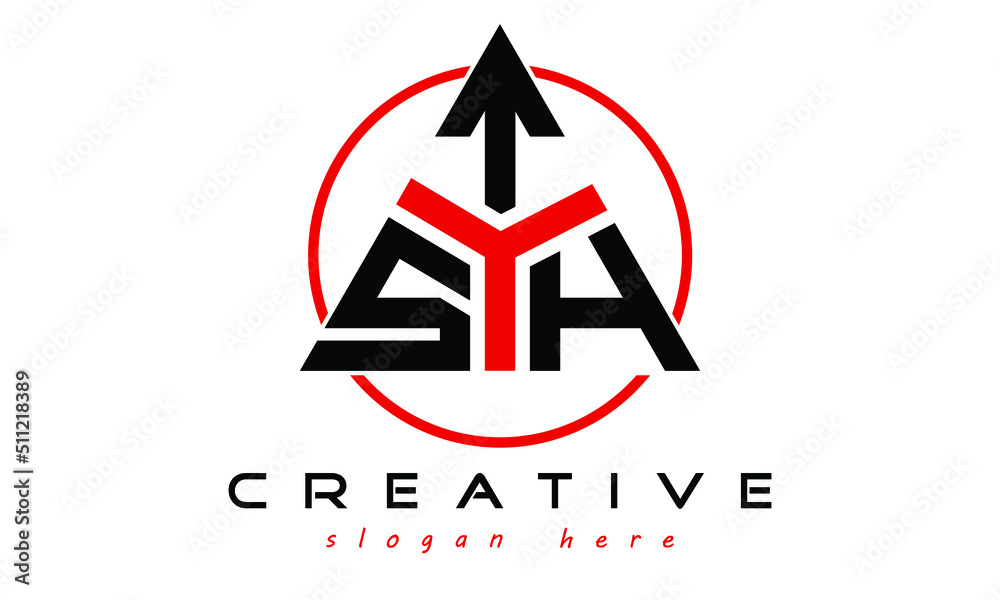 STH three letter creative triangle shape in circle logo design vector ...