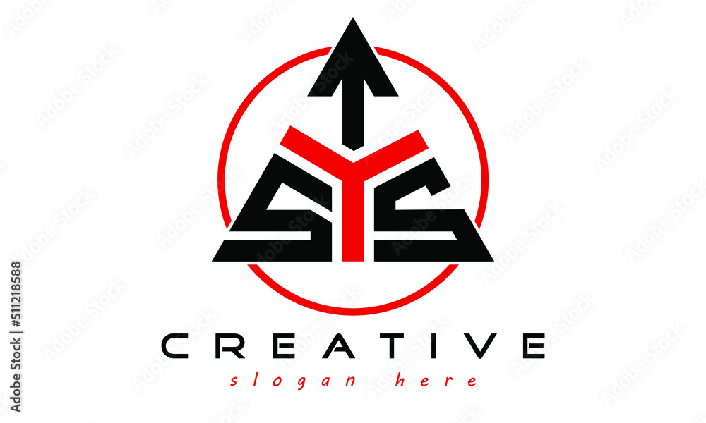 STS three letter creative triangle shape in circle logo design vector ...