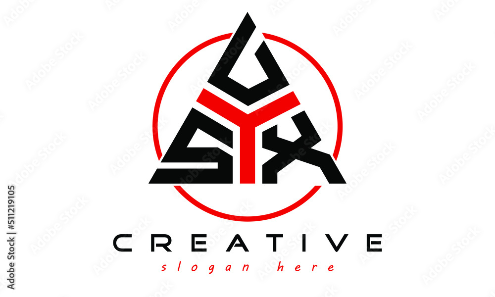 SUX three letter creative triangle shape in circle logo design vector ...