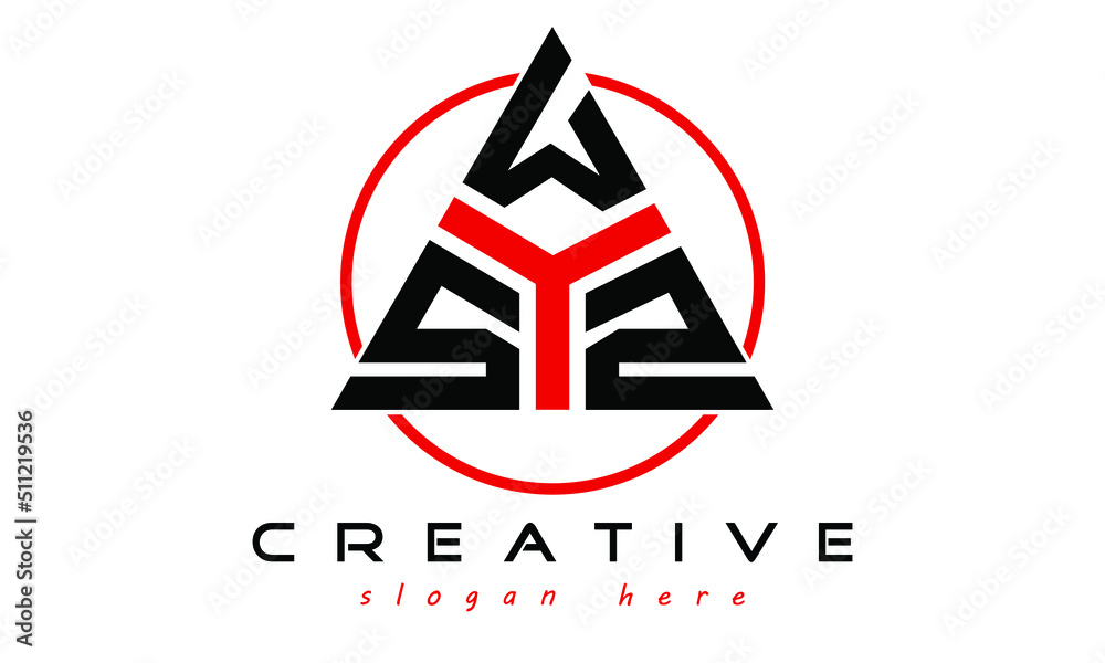 SWZ three letter creative triangle shape in circle logo design vector ...