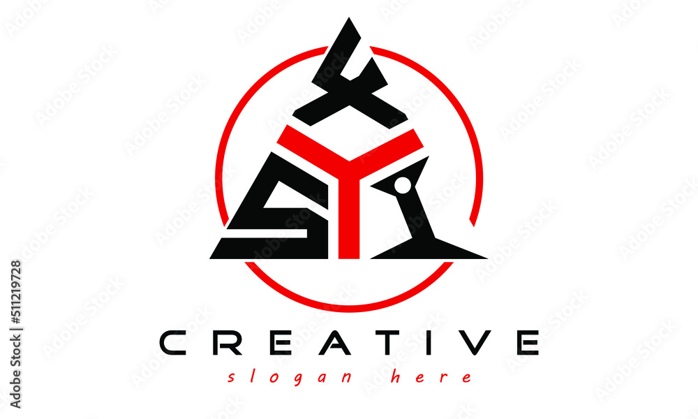 SXI three letter creative triangle shape in circle logo design vector ...