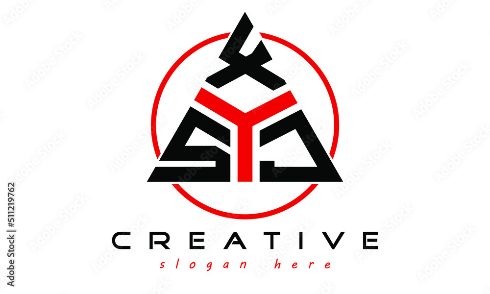 SXJ three letter creative triangle shape in circle logo design vector ...