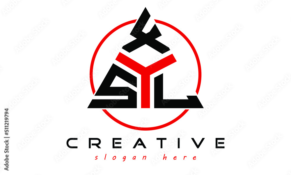 SXL three letter creative triangle shape in circle logo design vector ...