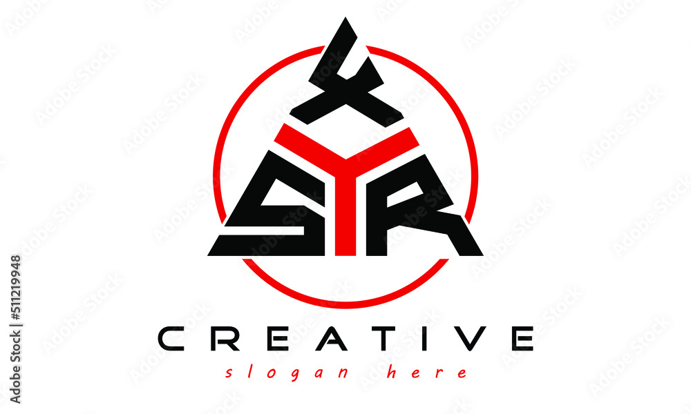 SXR three letter creative triangle shape in circle logo design vector ...