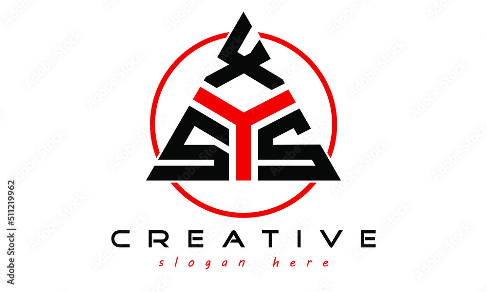SXS three letter creative triangle shape in circle logo design vector ...
