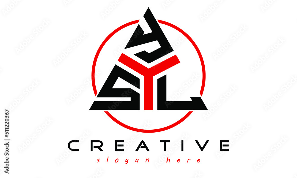 SYL three letter creative triangle shape in circle logo design vector ...