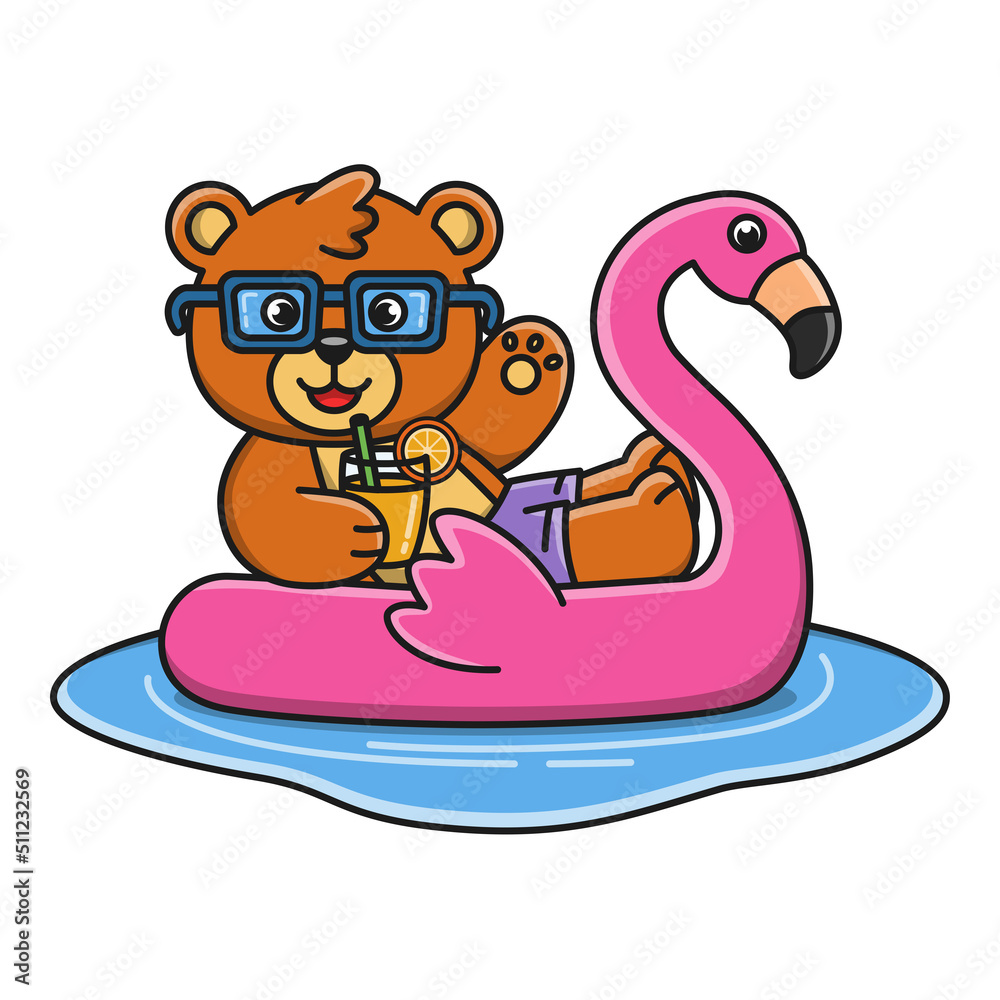 Cartoon illustration of a bear on a float Stock Vector | Adobe Stock