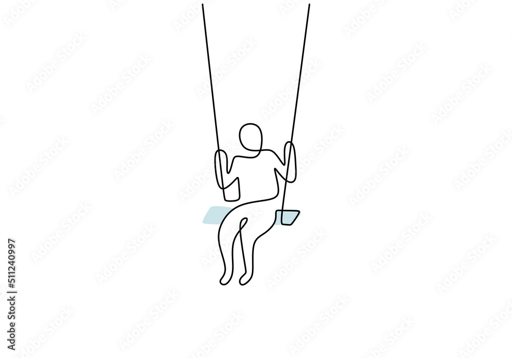 One continuous single line hand drawing of playgroup games with kid ...