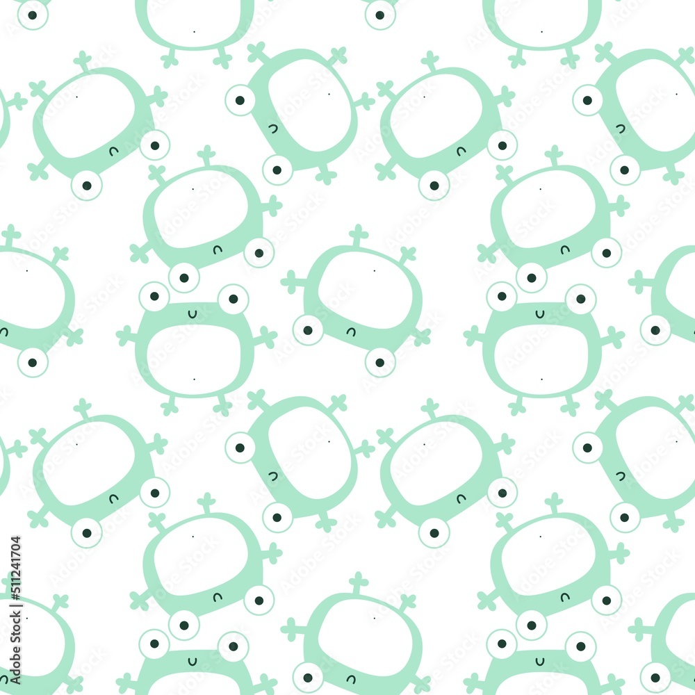 Cartoon seamless kawaii frogs pattern for kids and kindergarten and ...