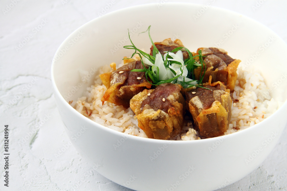 Freshly cooked Japanese food called Japanese Siomai with rice Stock ...