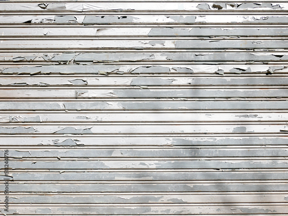 Corrugated galvanized iron. Damaged old made colored aluminum sheet ...