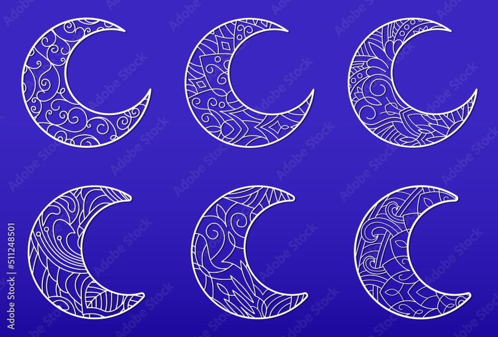 crescent moon hand drawing vector zentangle illustration design Stock ...