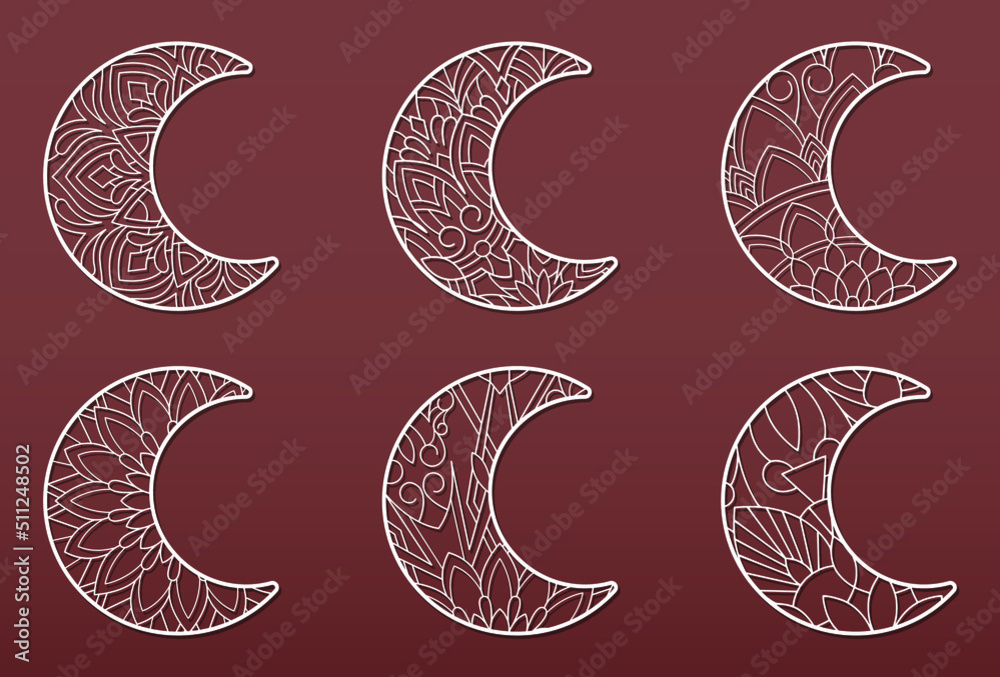 crescent moon hand drawing vector zentangle illustration design Stock ...